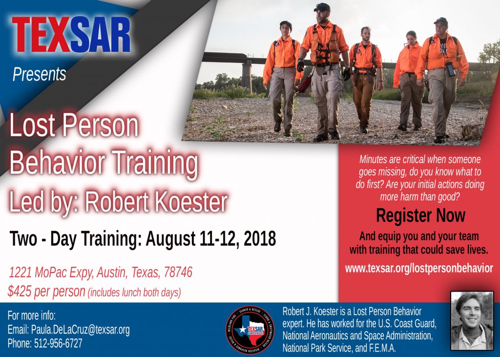 Lost Person Behavior Training - Texas Search and Rescue