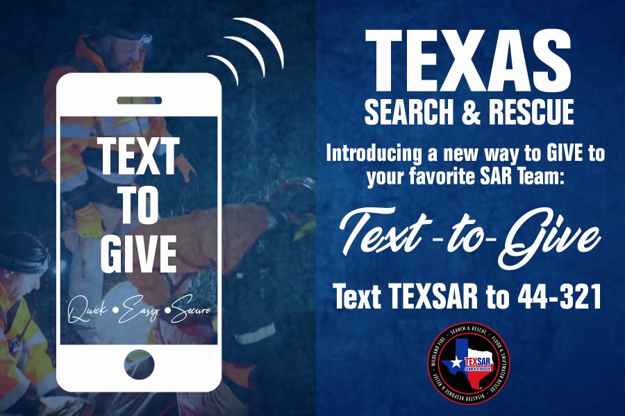 TEXSAR Launches Text-to-Give - Texas Search and Rescue